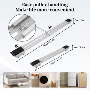 2 Sets Furniture Washing Machine Dolly,Furniture Mobile Roller Bracket Extendable Raised Base Mobile Washing Machine Base With Wheels for Refrigerator Washing Machine Dryers Heavy Furniture(Silver)