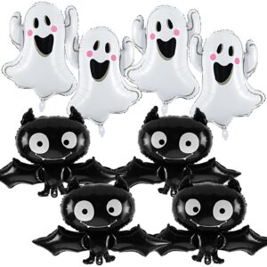 febsnow halloween foil balloons 8 pack halloween white ghost black bat mylar balloons 30 inch halloween decor balloons for halloween party favors supplies