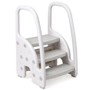 toddler step stool for bathroom sink kitchen counter, plastic kids 3 step stool with handles sides for toilet potty training, lightweight non-slip, stepping standing stool helper