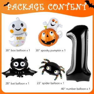 Dripykiaa 5Pcs Helloween First Birthday Party Supplies 40 Inch Black One Balloon for Sweet One Birthday Party Decorations Birthday Party Decorations Backdrops for Boys & Girls