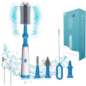 camelcell electric bottle brush,long handle electric water bottle/baby bottle brush cleaner, extra long bottle cleaning brush set,1500 mah,waterproof ip65