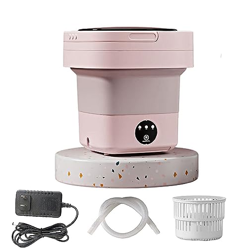 6.5L Portable Washing Machine, Foldable Mini Washer, 3 Modes Deep Cleaning, Low Noise Mini Washing Machine, Detachable Drain Basket for Baby Clothes, Underwear, Briefs Washing, Socks (Pink)