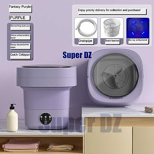 6.5L Portable Washing Machine, Foldable Mini Washer, 3 Modes Deep Cleaning, Low Noise Mini Washing Machine, Detachable Drain Basket for Baby Clothes, Underwear, Briefs Washing, Socks (Pink)