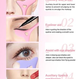 YRAKOZIN Multifunctional Eyeliner Stencils [4 PCS], Eye Makeup Tool Set[Wing Eyeliner Aid + Silicone Beauty Ruler] as Eyelash Shield/Eyebrow Shaping/Jaw Line/Lip Line for Beginners (Pink)