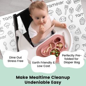 Disposable Splat Mat for Under High Chair - Tameler 30 Pack 35'' x 43'' High Chair Floor Mats for Babies, Waterproof Splash Mats, Disposable Placemats for Home & Restaurant, Baby Led Weaning Supplies