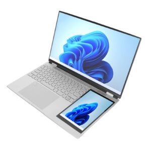 zyyini double screen laptop 1920x1080 15.6 inch ips 1280x800 7 inch ips touch screen 16gb fingerprint unlock laptop support 2.4g 5g dual band wifi (16gb+1tb us plug)