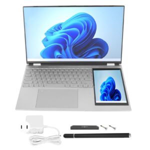 Zyyini Double Screen Laptop 1920x1080 15.6 Inch IPS 1280x800 7 Inch IPS Touch Screen 16GB Fingerprint Unlock Laptop Support 2.4G 5G Dual Band WiFi (16GB+1TB US Plug)