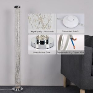 LKUA Modern Floor Lamp, Decorative Elegant Design Metal Exposed Rope Modern Standing Lamp for Bedroom, Living Room, Office, Kids Room (Warm White)