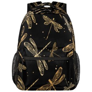 mularoka dragonflies gold black laptop backpack for women water resistant college travel back pack computer notebooks laptop bag lightweight daypack for men