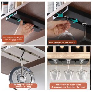 Vaisoeny Wine Glass Holder Under Cabinet ，Wine Glass Rack - Under Cabinet Stemware Wine Glass Holder Glasses Storage Hanger plastic Organizer for Bar Punch-free Self-adhesive 2 Pack（White）