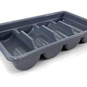 Farag Janitorial Cutlery Bin | Flatware Bin 4 Compartment Plastic | Commercial Cutlery Box Gray | Polypropylene Plastic.