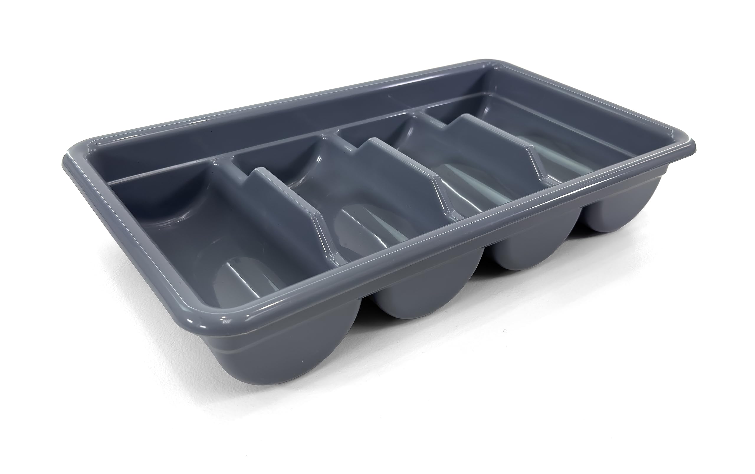 Farag Janitorial Cutlery Bin | Flatware Bin 4 Compartment Plastic | Commercial Cutlery Box Gray | Polypropylene Plastic.