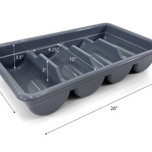 Farag Janitorial Cutlery Bin | Flatware Bin 4 Compartment Plastic | Commercial Cutlery Box Gray | Polypropylene Plastic.