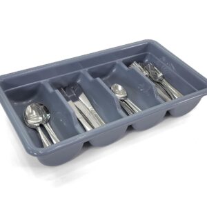 Farag Janitorial Cutlery Bin | Flatware Bin 4 Compartment Plastic | Commercial Cutlery Box Gray | Polypropylene Plastic.