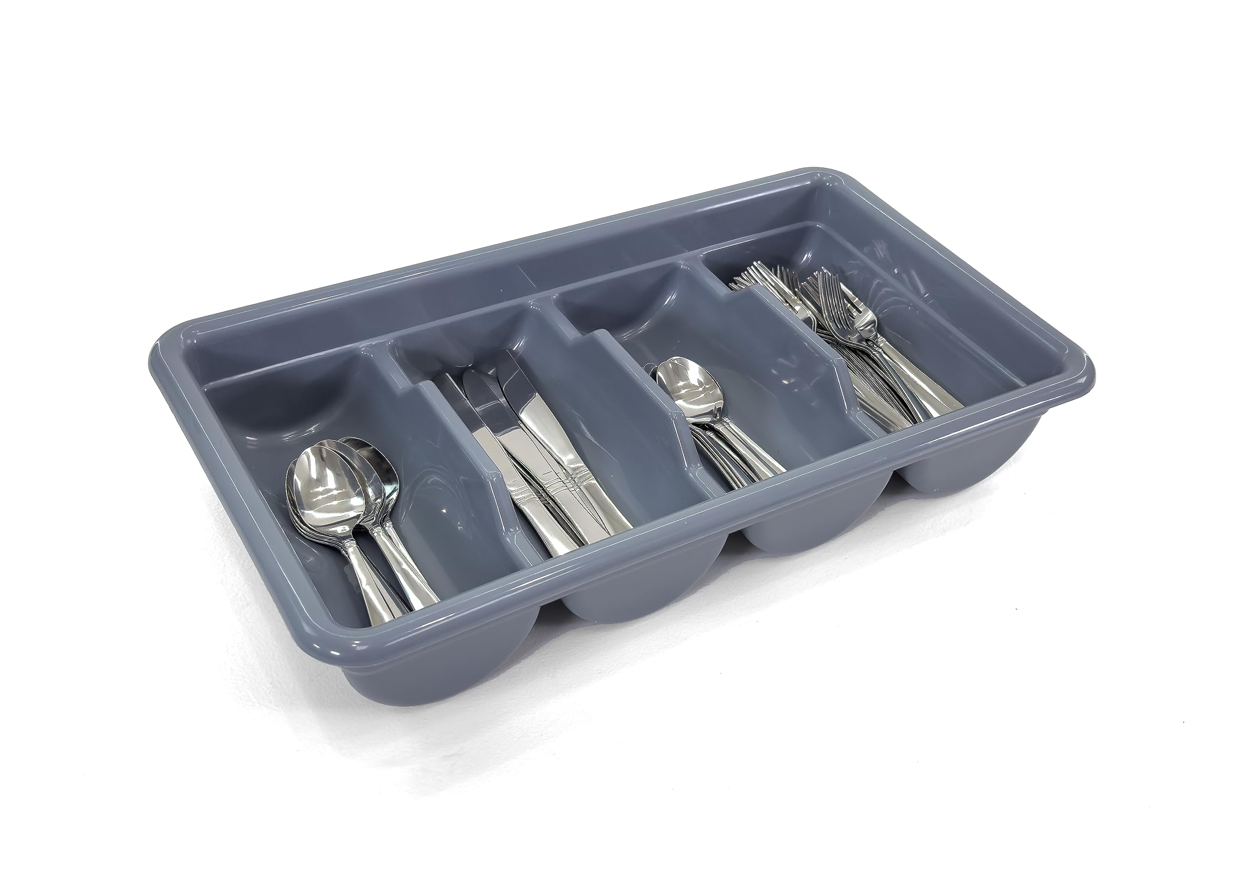 Farag Janitorial Cutlery Bin | Flatware Bin 4 Compartment Plastic | Commercial Cutlery Box Gray | Polypropylene Plastic.