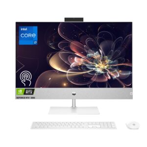 hp pavilion 27 all-in-one desktop, 27" fhd touchscreen, intel core i7-13700t, nvidia rtx 3050, 4gb ram, 1tb ssd, webcam, hdmi, wireless k&m, wi-fi 6, windows 11 home