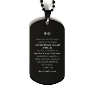 gigi black dog tag, thank you for loving me and always standing by my side, birthday thank you gifts for gigi, cute gifts for family and friends