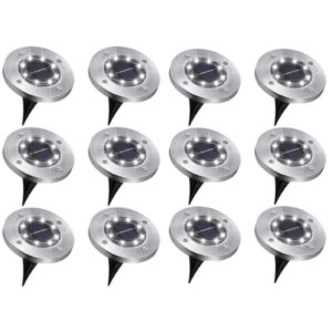 vvoodeinck 12 pack led garden lamp solar outdoor waterproof garden floor garden lamp outdoor solar lamp courtyard waterproof floor lamp solar buried lawn lamp(white light)