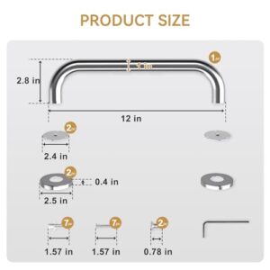 AmazerBath Shower Grab Bars for Bathtubs and Showers, Handicap Grab Bars for Shower Anti Slip, Shower Grab Bars for Senior for Wall Stainless Steel, Holds up to 500LBs, 12"L x 1"D, Brushed Nickel