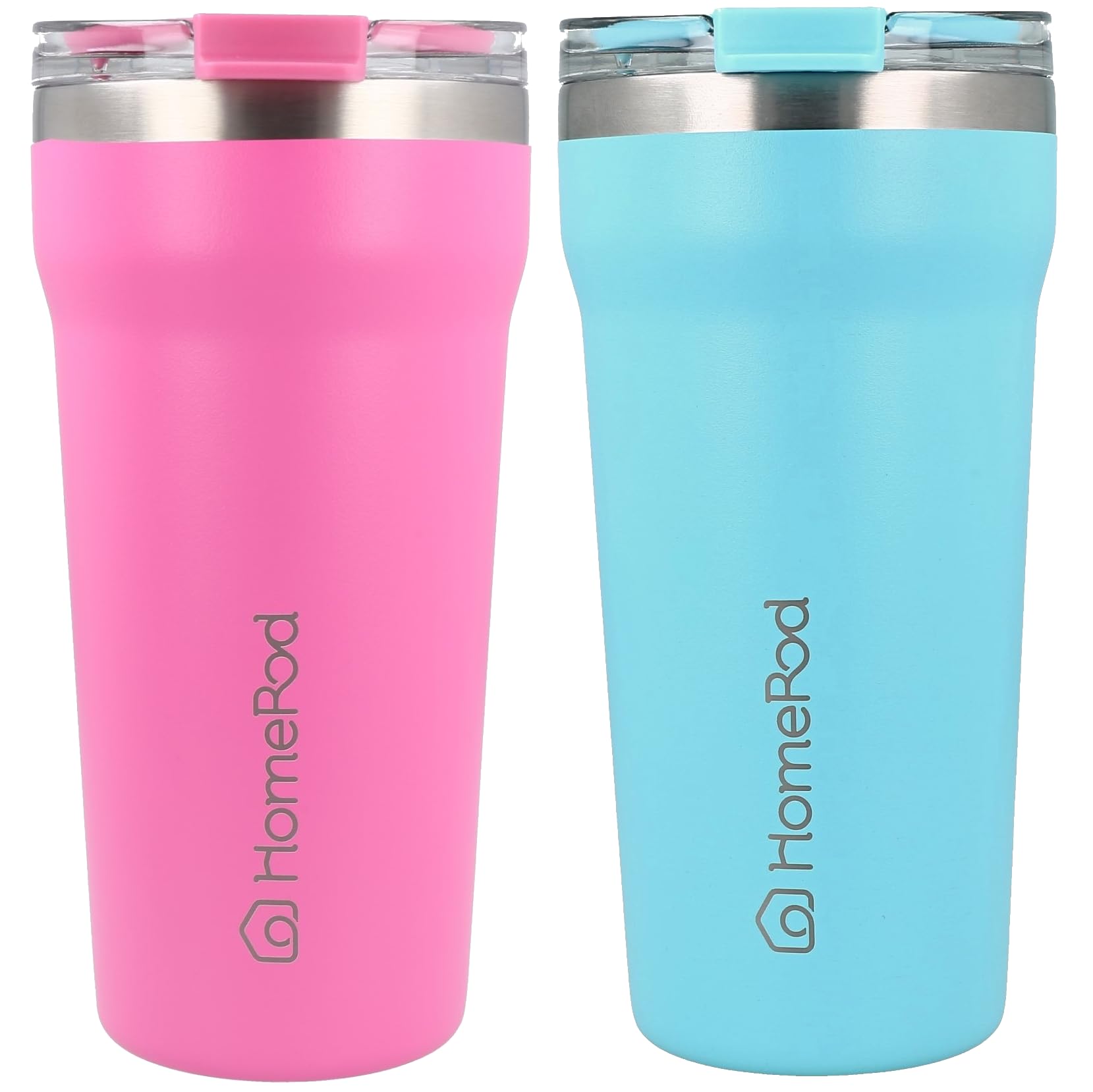 HomeRod [2 PACK 18 oz Stainless Steel Travel Insulated Tumbler Cup for Hot and Cold Drinks,Coffee Mugs with Lid (Pink and Blue)