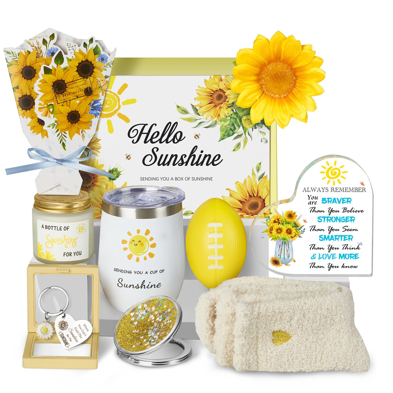 Birthday Gifts for Women, Sunflower Gifts Sending Sunshine, Get Well Soon Gifts Basket Inspirational Gift for Women, Christmas Gifts for Her Sister Mom Best Friend, Unique Gifts for Thinking of You