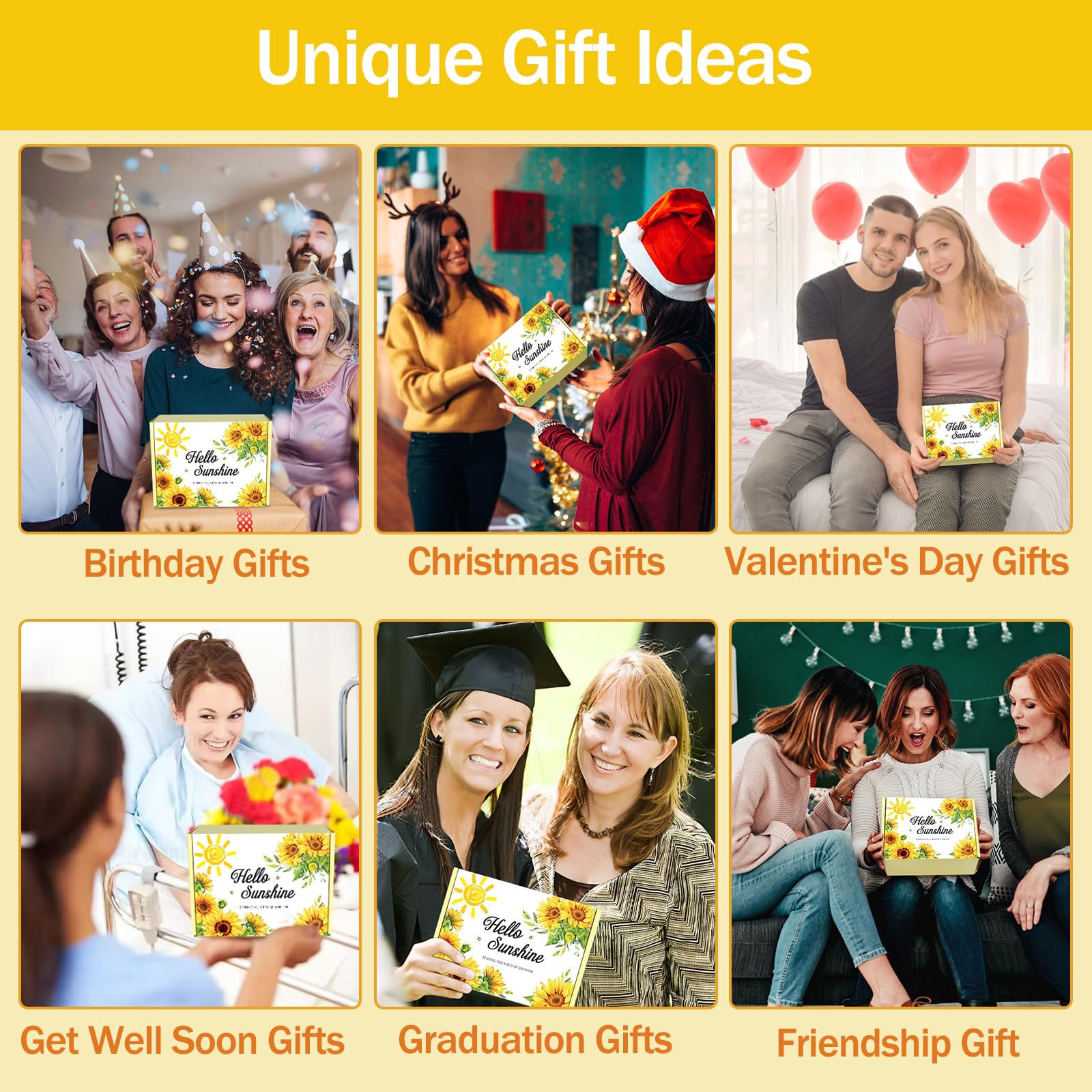 Birthday Gifts for Women, Sunflower Gifts Sending Sunshine, Get Well Soon Gifts Basket Inspirational Gift for Women, Christmas Gifts for Her Sister Mom Best Friend, Unique Gifts for Thinking of You