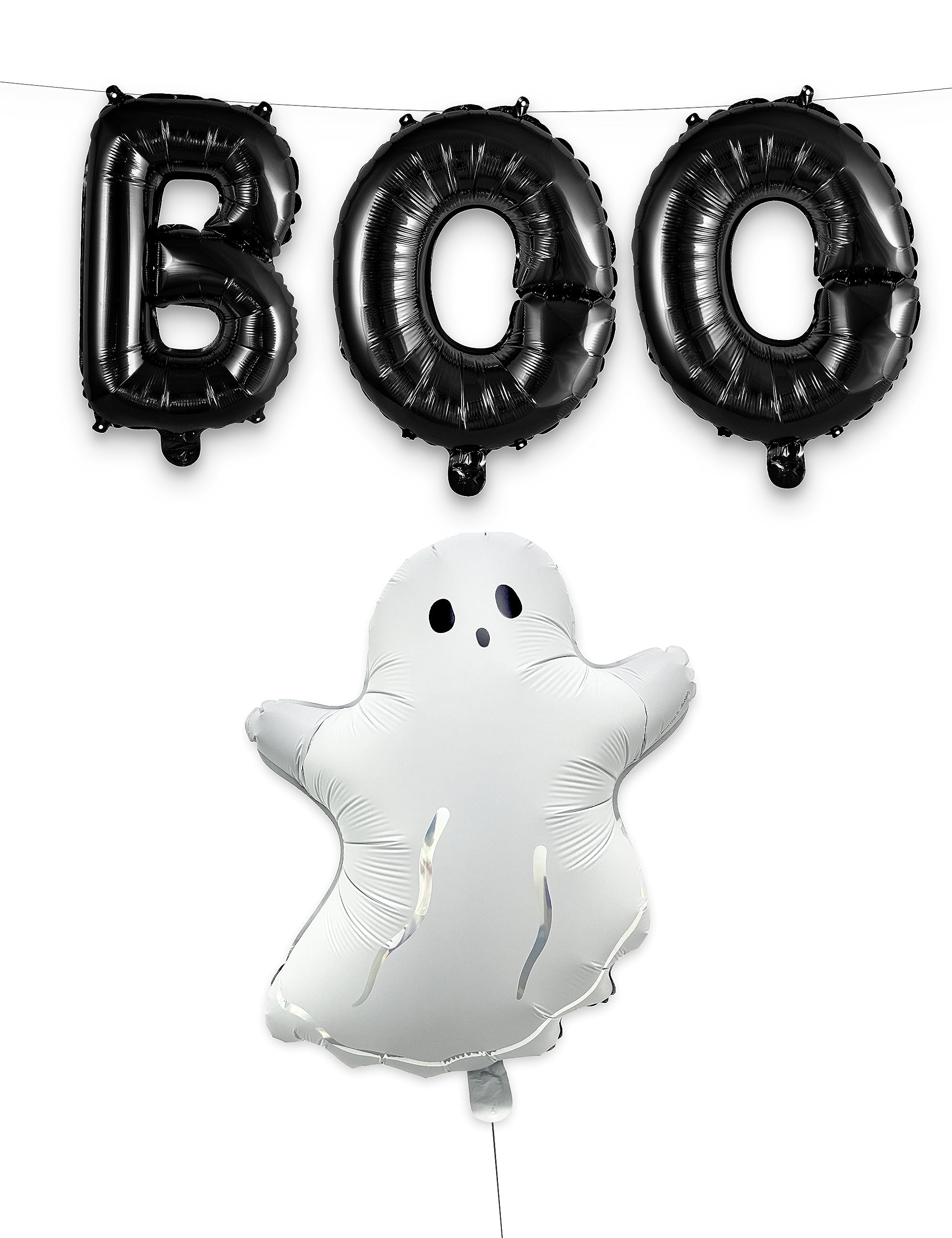 HOUSE OF PARTY Halloween Cute Boo Ghost Balloons Set, 20'' Halloween Ghost Foil Balloons for Happy Boo Day Party Decorations | Halloween Boo Balloons, Halloween Party Decorations Indoor