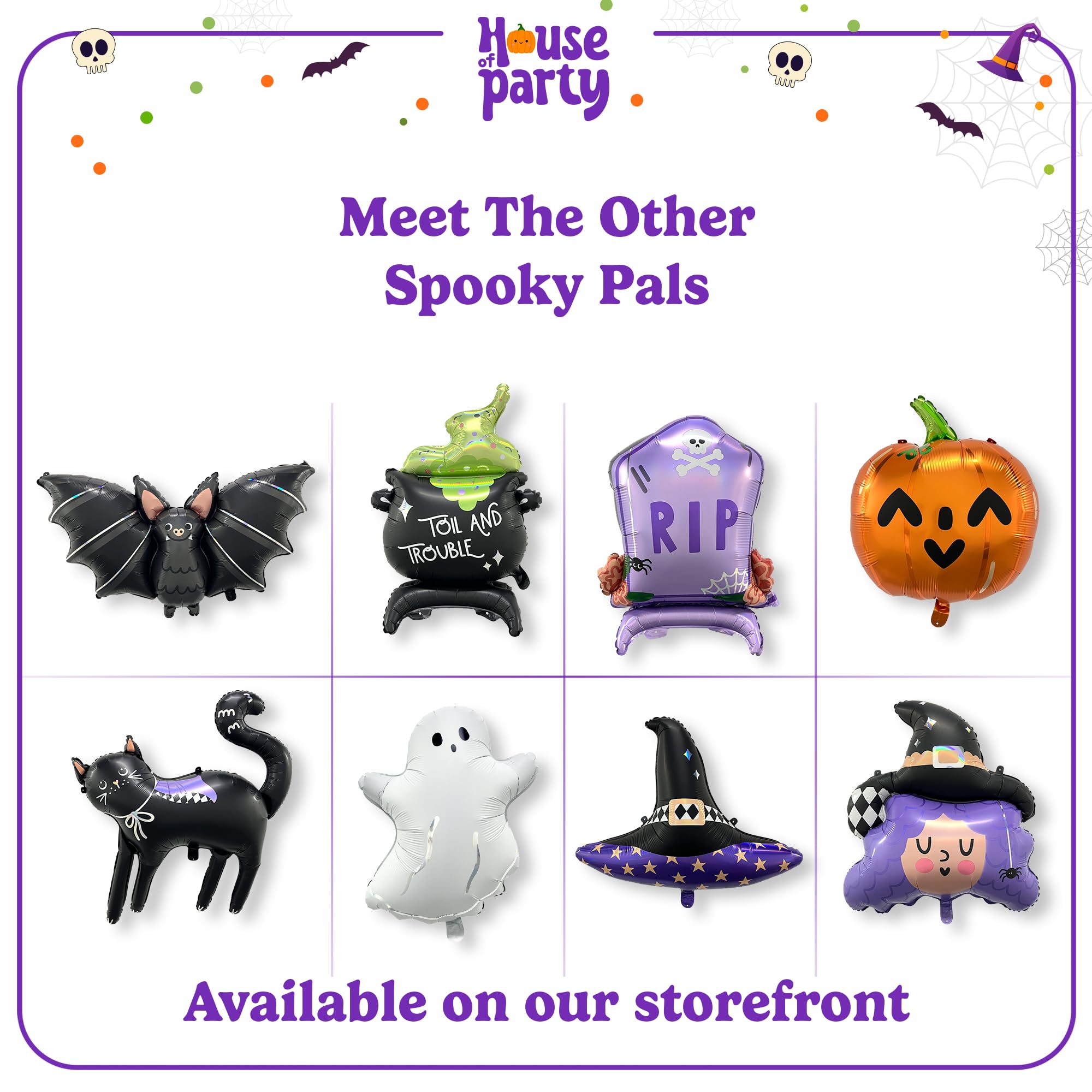 HOUSE OF PARTY Halloween Cute Boo Ghost Balloons Set, 20'' Halloween Ghost Foil Balloons for Happy Boo Day Party Decorations | Halloween Boo Balloons, Halloween Party Decorations Indoor