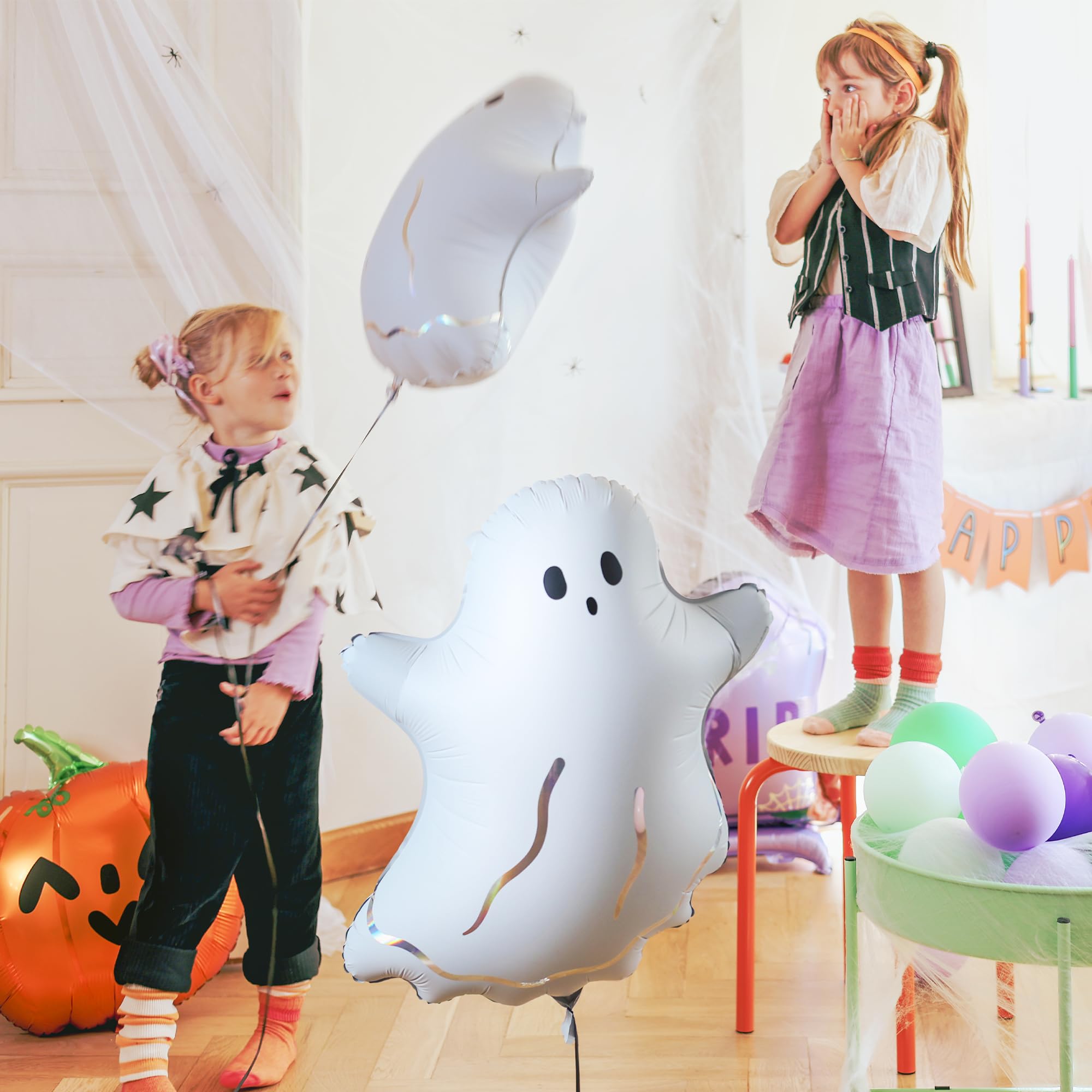 HOUSE OF PARTY Halloween Cute Boo Ghost Balloons Set, 20'' Halloween Ghost Foil Balloons for Happy Boo Day Party Decorations | Halloween Boo Balloons, Halloween Party Decorations Indoor