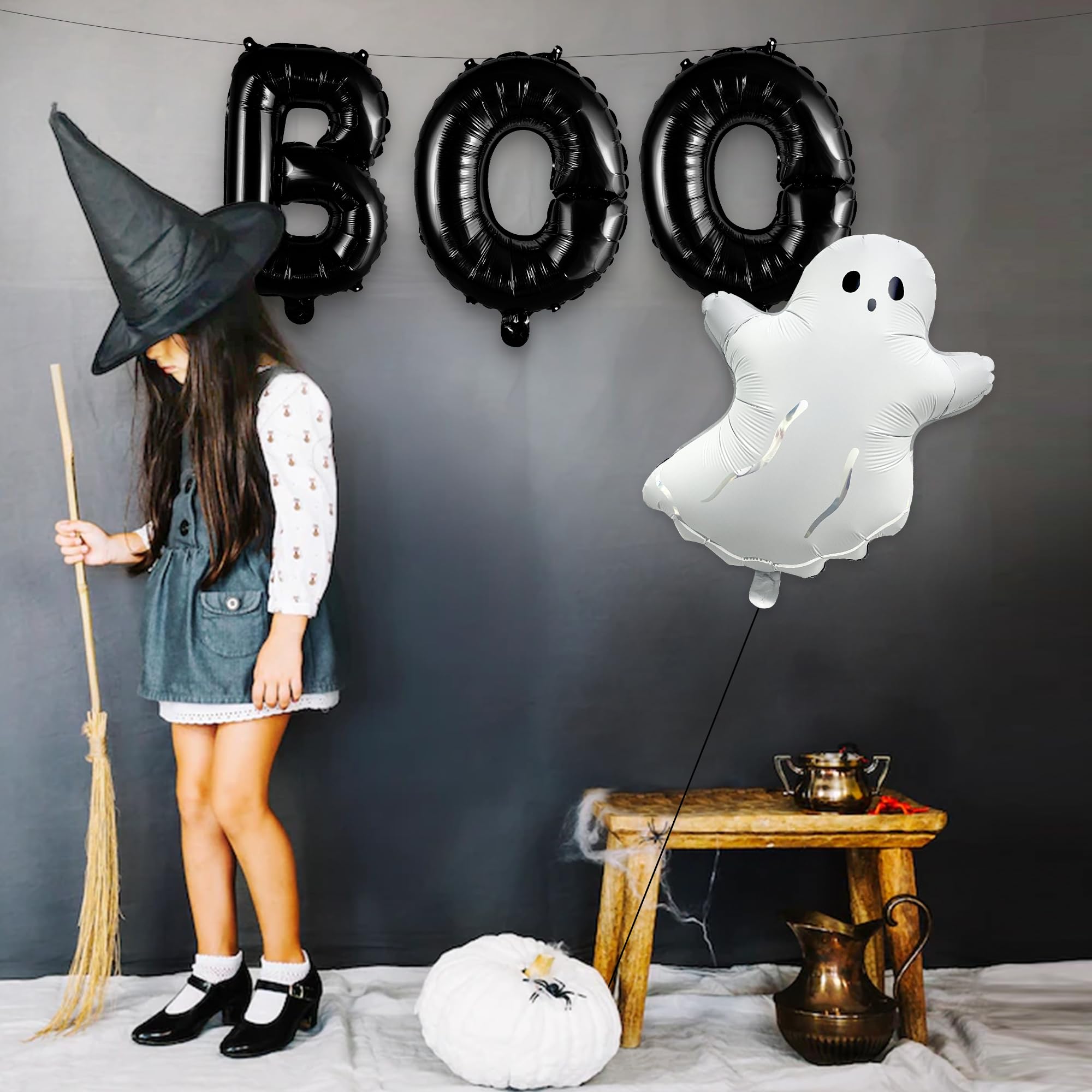 HOUSE OF PARTY Halloween Cute Boo Ghost Balloons Set, 20'' Halloween Ghost Foil Balloons for Happy Boo Day Party Decorations | Halloween Boo Balloons, Halloween Party Decorations Indoor