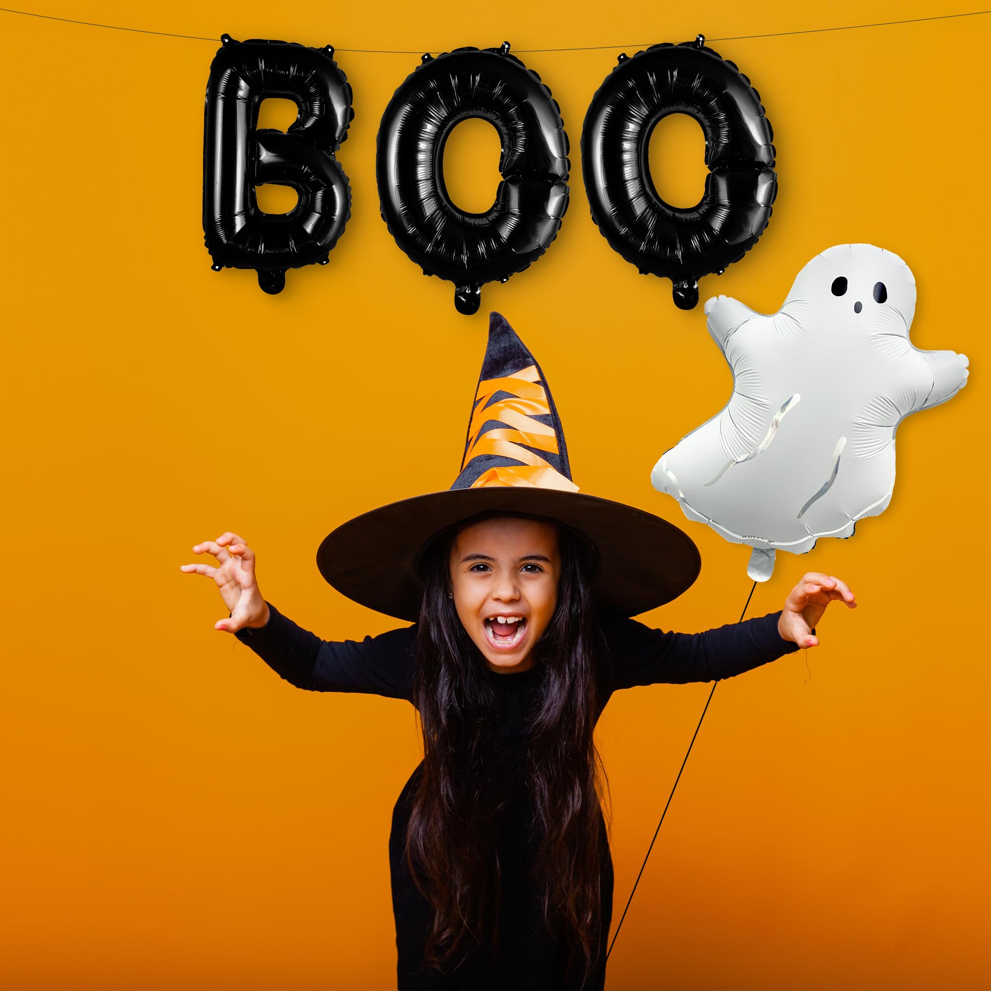 HOUSE OF PARTY Halloween Cute Boo Ghost Balloons Set, 20'' Halloween Ghost Foil Balloons for Happy Boo Day Party Decorations | Halloween Boo Balloons, Halloween Party Decorations Indoor