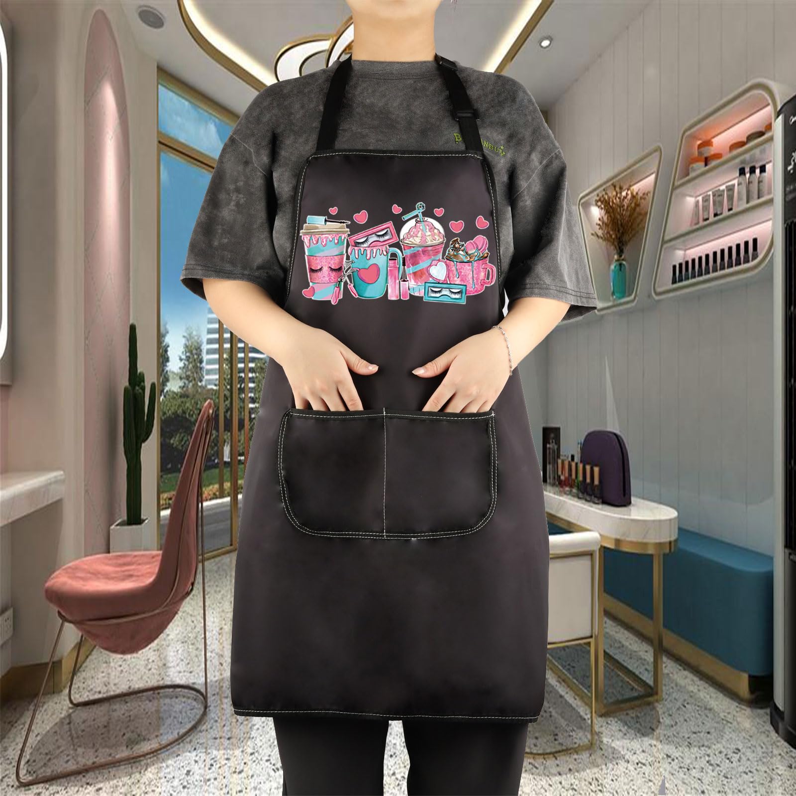 TOBGBE Lash Tech Gift Funny Lash Hustler Idea Apron With Pocket Lash Artist Gift Makeup Artist Gifts (Lash Hustler)