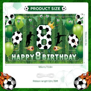 Soccer 8th Birthday Party Decorations Soccer Happy 8th Birthday Banner for Boys Kids Teens Large Sport Themed Birthday Banner for Soccer Football 8th Birthday Anniversary Party Supplies