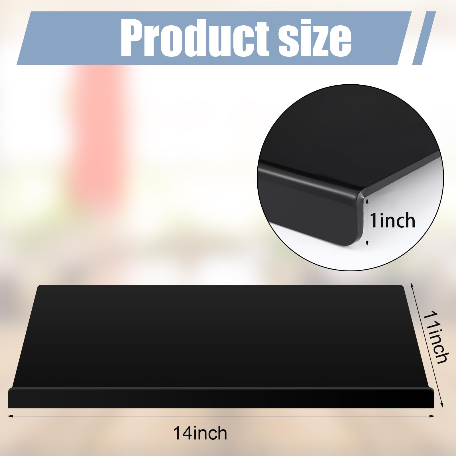 Yaomiao Acrylic Cutting Board for Kitchen Counter Cutting Board with Lip Non Slip Lightweight Acrylic Chopping Board for Countertop Protector Cover Home and Kitchen Gifts(Black, 14 x 11 Inch)