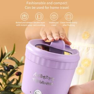 Mini Electric Cooker, Multifunctional Small Pot, Versatile Electric Hot Pot, 1.2L Multi Cooker Pan With Lid & Phone Holder,Portable Ramen Pot Cooker for Small Household Hot Pot (Purple)