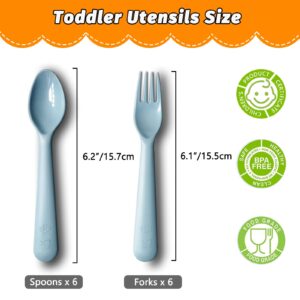 Muulaii Kids Spoons and Forks Toddler Utensils Plastics Reusable Silverware Baby Cutlery Set Feeding Dinnerware Utensils BPA Free Microwave Dishwasher and Freezer Safe