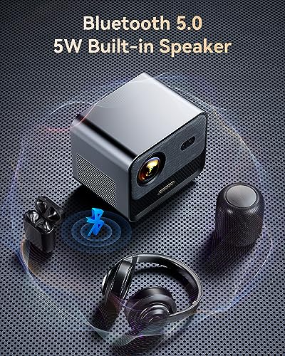 Projector 4K with WiFi and Bluetooth, SUREWHEEL Auto Focus 20000Lumens 800ANSI Outdoor Movie Projector, Native 1080P Portable Projector, 50% Zoom Home Theater Proyector for iOS/Android/TV Srick/PC