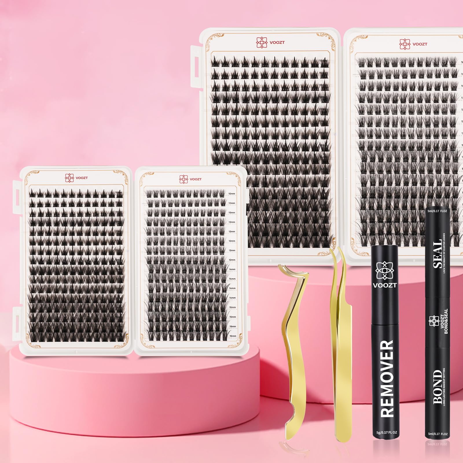 VOOZT Cluster Lashes 384 PCS+Lash Tweezers