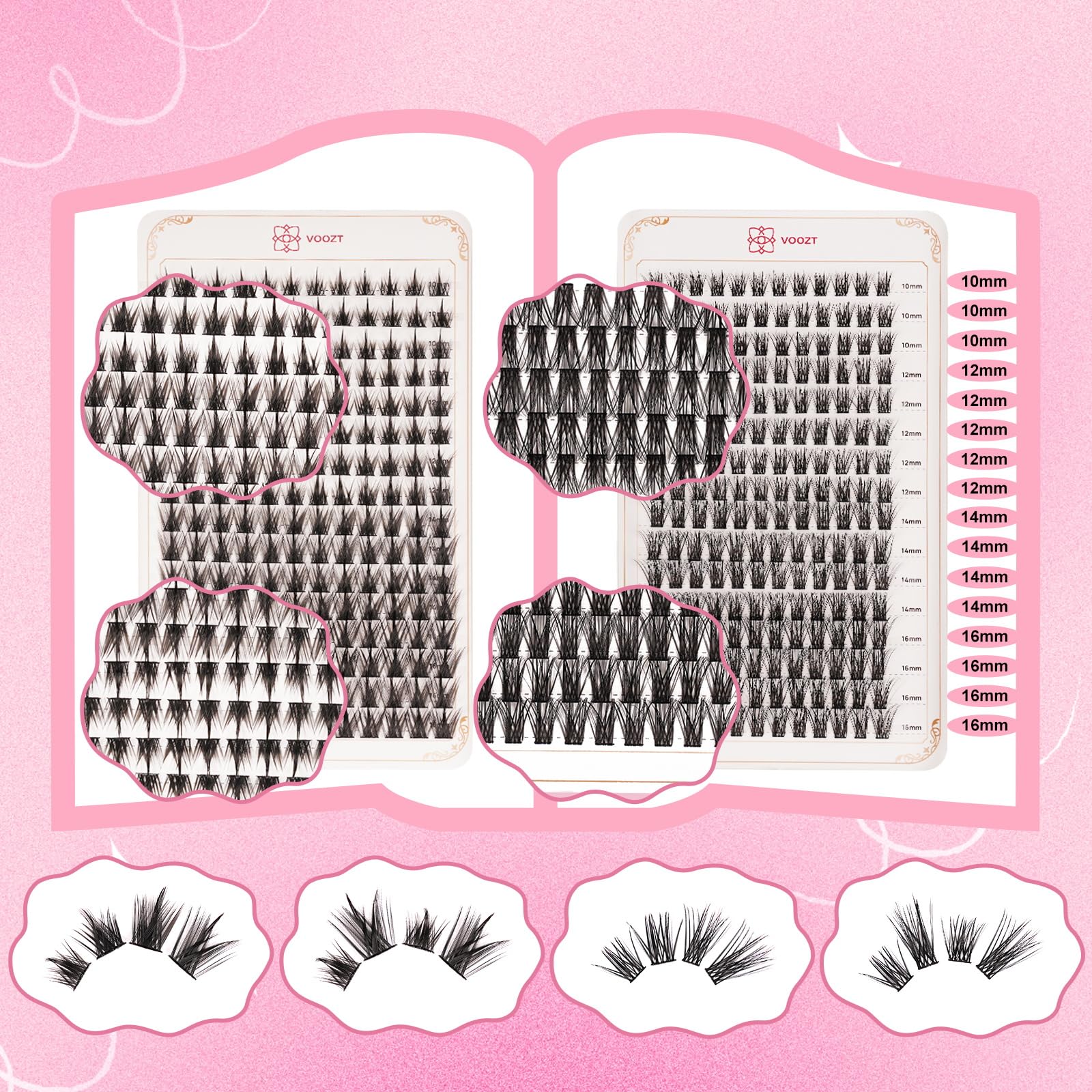 VOOZT Cluster Lashes 384 PCS+Lash Tweezers