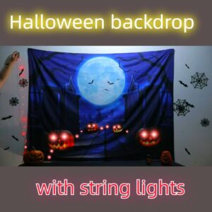 Light Up Halloween Backdrop 7x5 FT,Halloween Back Drop for Cemetery, Pumpkin Head,Ideal for Halloween Photo Backdrop,Halloween Party Decorations,Halloween Backdrops for Photography