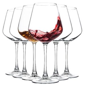 red wine glasses set of 6, 19.5 oz burgundy wine glasses for red or white wine, stemmed wine glasses, ideal for wine tasting, anniversary, wedding - clear