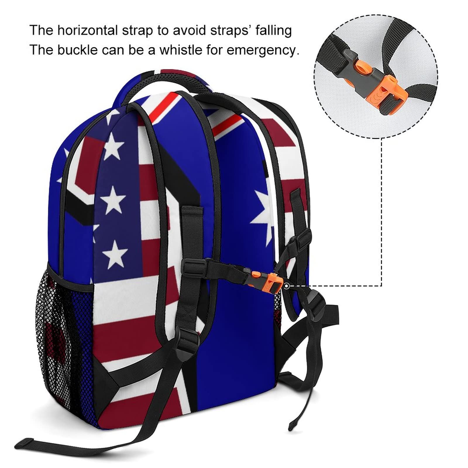 United States and Australia Flag Travel Backpack Lightweight Shoulder Bag Daypack for Work Office