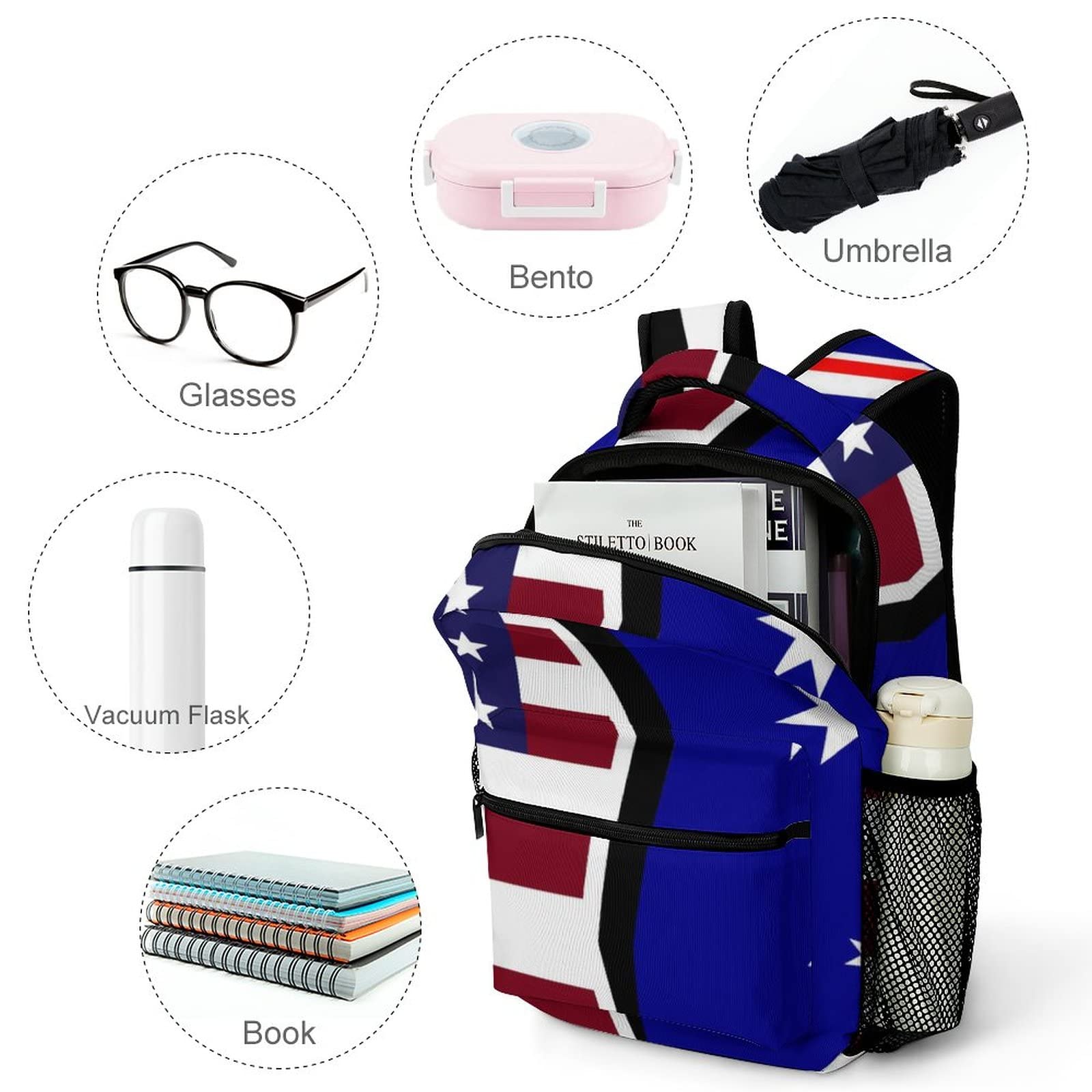 United States and Australia Flag Travel Backpack Lightweight Shoulder Bag Daypack for Work Office