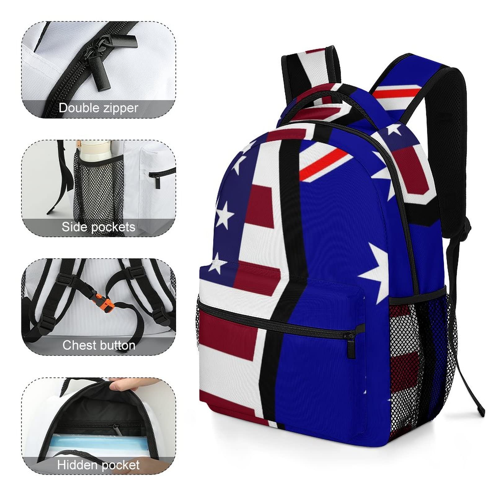 United States and Australia Flag Travel Backpack Lightweight Shoulder Bag Daypack for Work Office