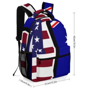 United States and Australia Flag Travel Backpack Lightweight Shoulder Bag Daypack for Work Office