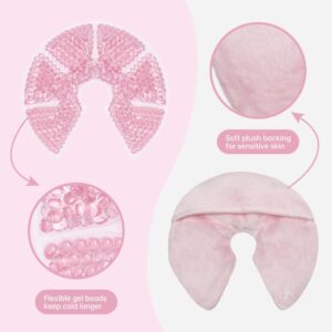 Hot/Cold Breast Gel Bead Ice Packs Breast Cooling/Heat Pads Relief for Breastfeeding, Nursing Pain, Mastitis, Engorgement, Swelling, Plugged Ducts | Boost Milk Let-Down & Production,2 Pack (Pink)