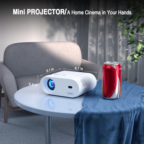 Mini Projector, VISSPL Full HD 1080P Video Projector, Portable Outdoor Projector with Tripod, Kids Gift, Home Theater Movie Phone Projector Compatible with Android/iOS/Windows/TV Stick/HDMI/USB