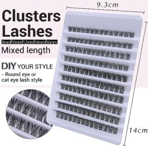 Eyelash Clusters 140Pcs DIY Eyelash Extenisons Natural Look Wispy Clusters Lashes 8-16MM D Curl Individual Lashes DIY at Home Wispy Fluffy Lash Extensions (D03)