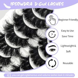 IFSOWDRA Dramatic Mink Lashes Thick Soft 20mm Volume 3D Mink Eye Lashes Pack 25mm Long False Eyelashes Full Strip Lashes That Look Like Extensions