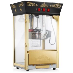 olde midway movie theater-style popcorn machine maker with 8-ounce kettle - black, vintage-style countertop popper